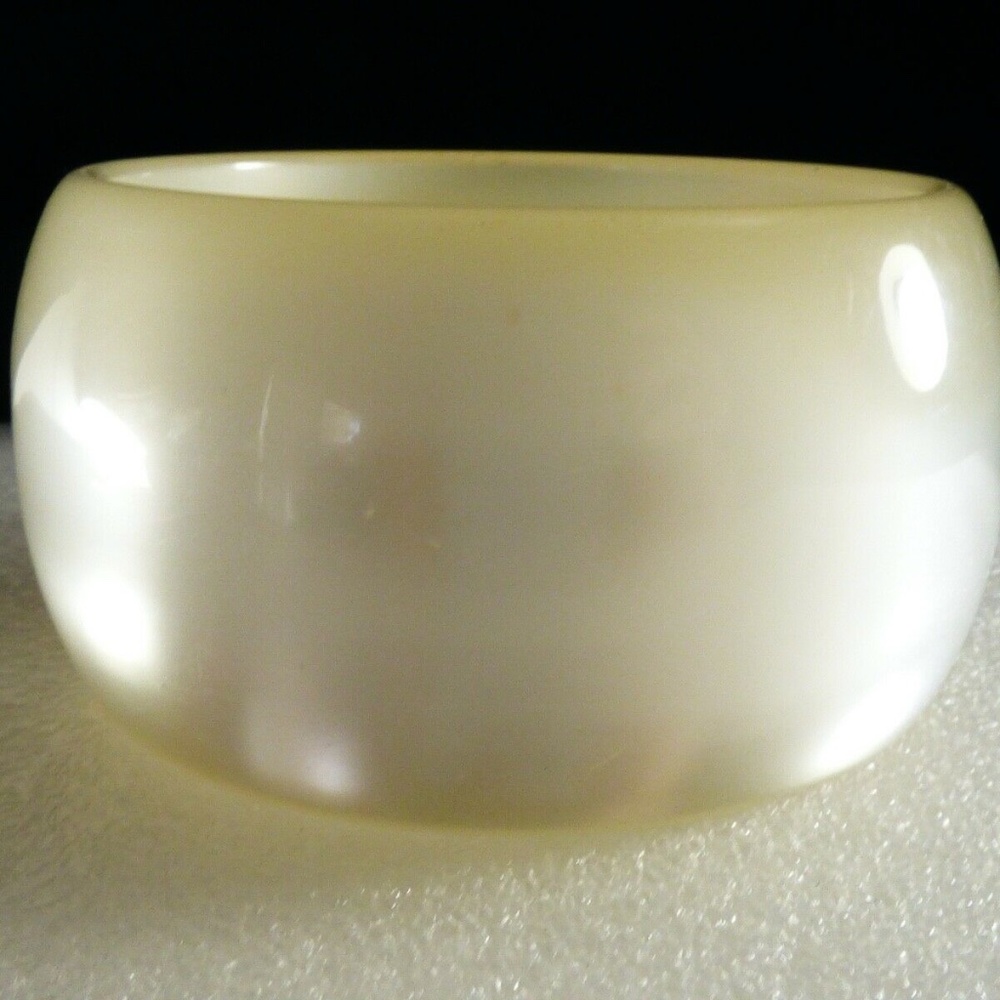 Large Lucite Wide Bangle Bracelet White Color Pearly … - Gem